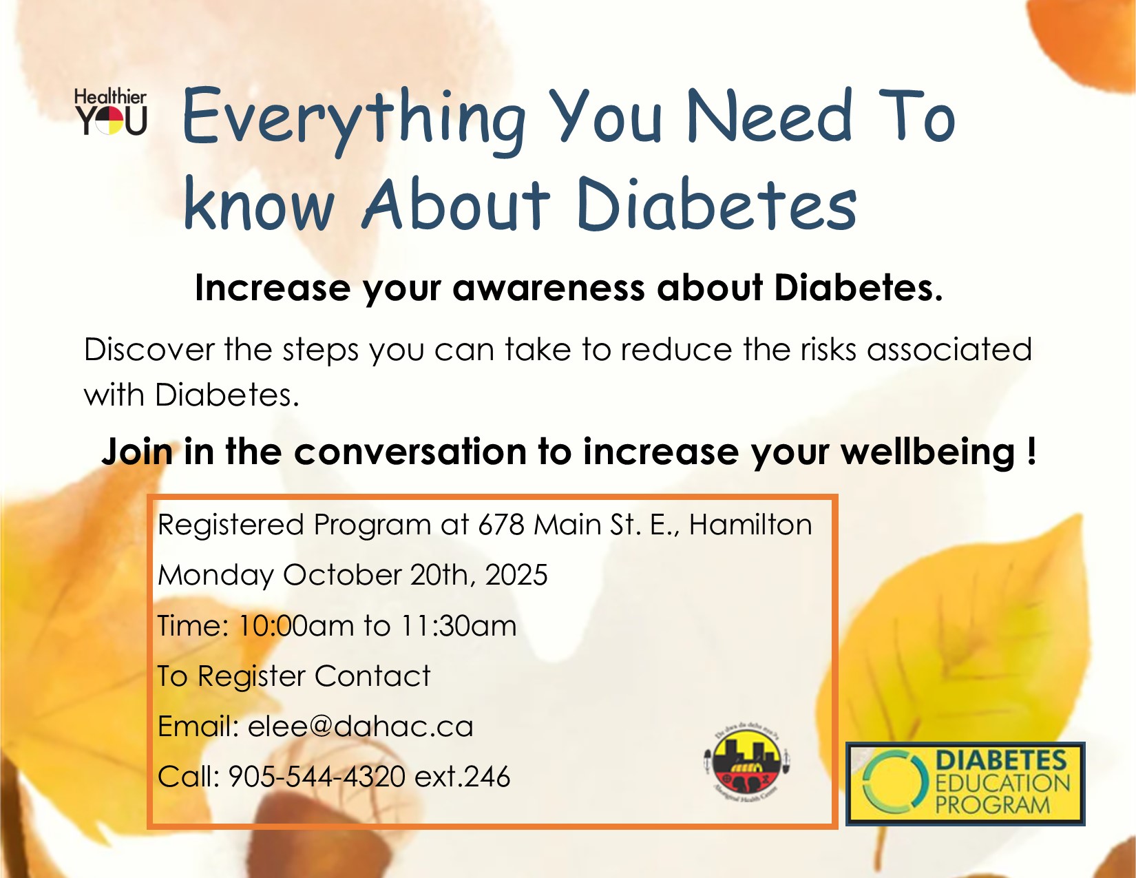 Diabetes Education Class - De dwa da dehs nye>s Aboriginal Health Centre