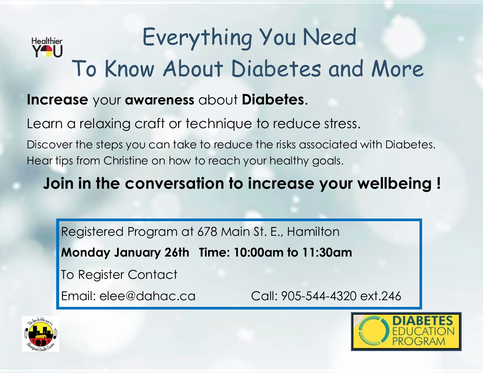 Diabetes Education Class - De dwa da dehs nye>s Aboriginal Health Centre